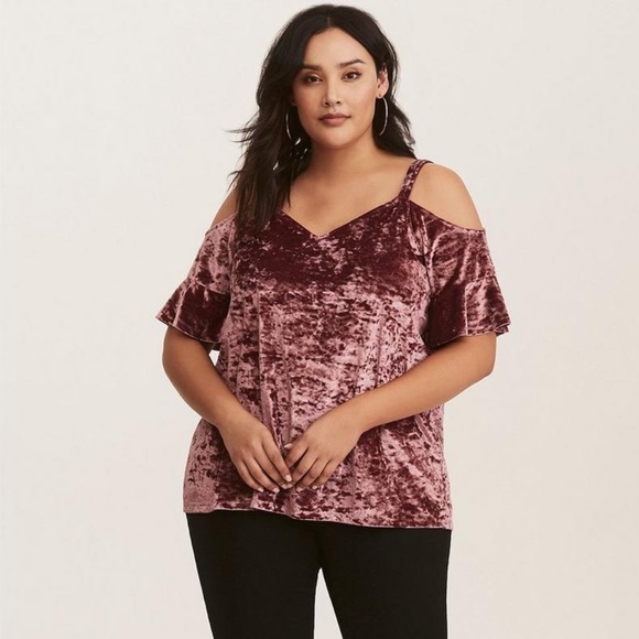 torrid | Tops | Torrid Plus Size Plum Velvet Cold Shoulder Top | Poshmark